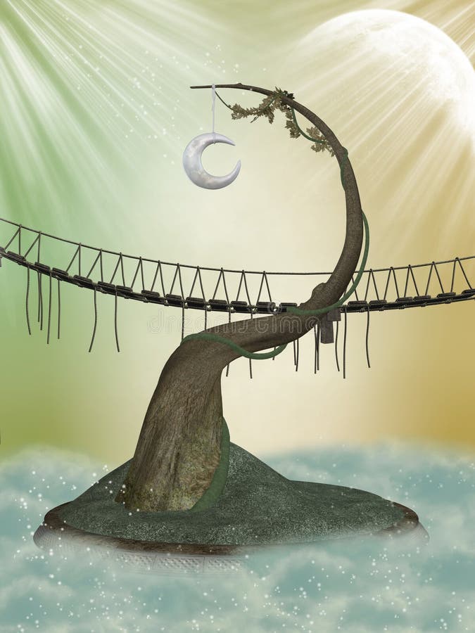 Fantasy Bridge stock illustration. Illustration of clouds - 9638745