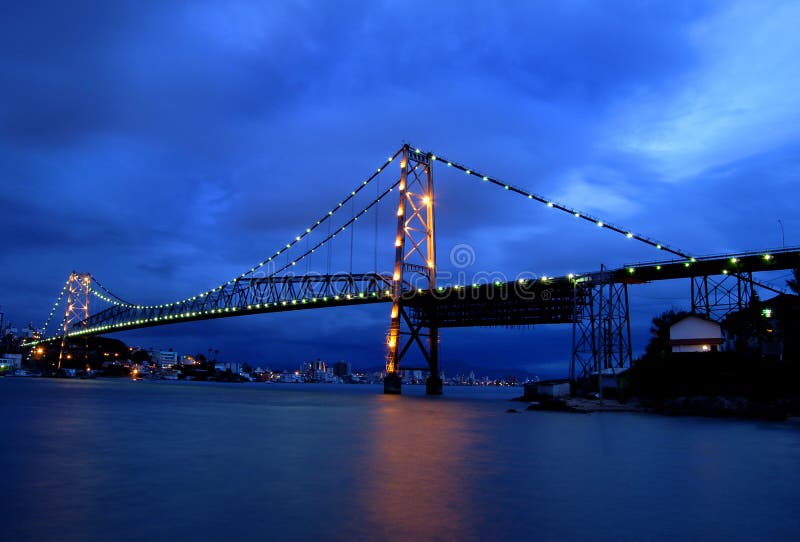 Ambassador Bridge Night Lights Stock Image - Image of lights ...