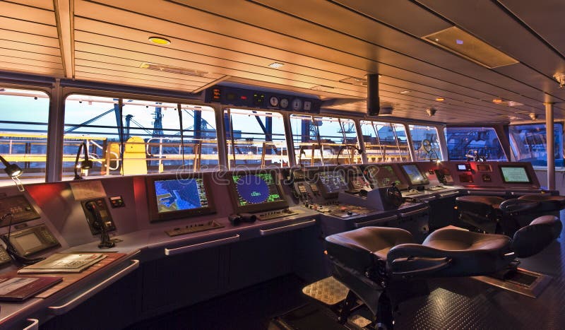 Bridge aboard modern ship. stock photo. Image of command - 53635544