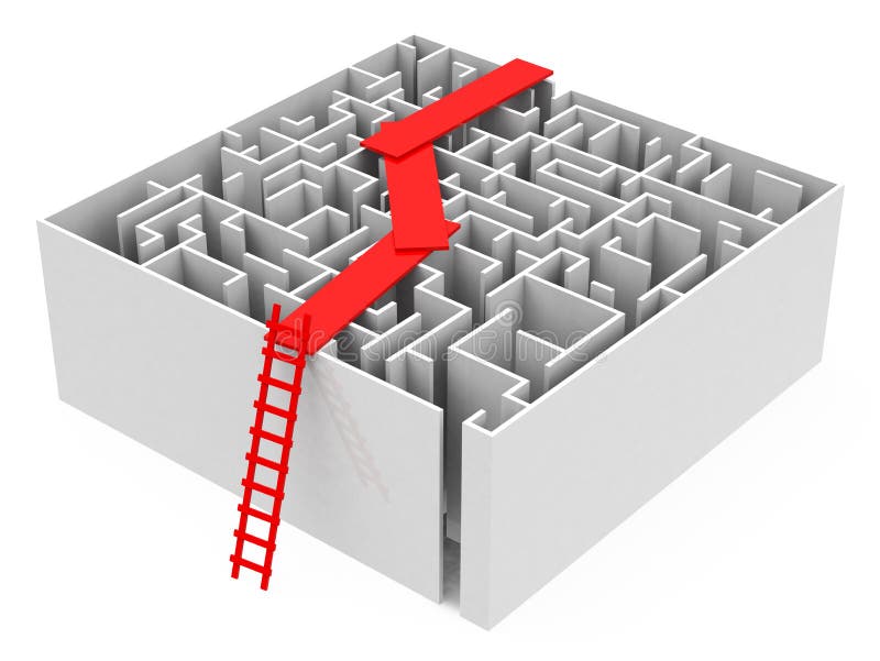 Bridge above a maze stock illustration. Illustration of solve - 49076386