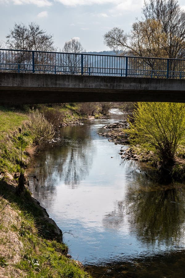 Bridge Above the River and Cloudy Sky Stock Image - Image of gulch ...