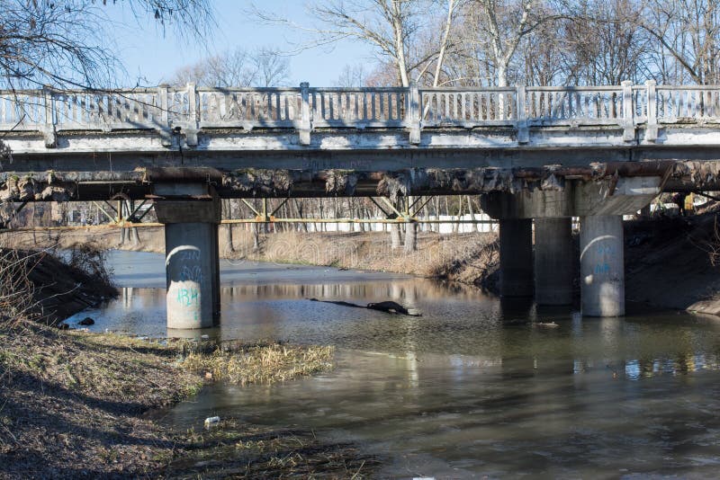 Bridge Above River during Early Spring Time Stock Image - Image of road ...