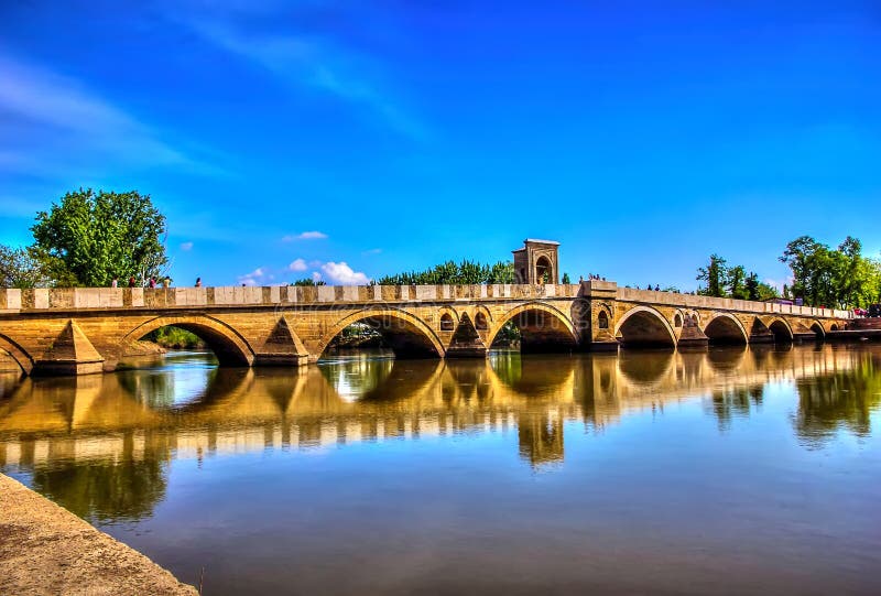 Bridge Above the River with Reflection Stock Photo - Image of ...