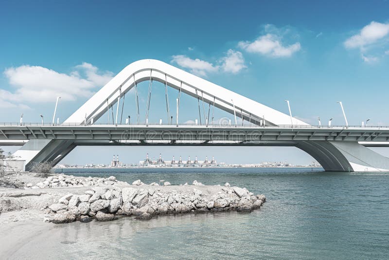 Bridge Across the Bay with Modern Design in Abu Dhabi Stock Image ...