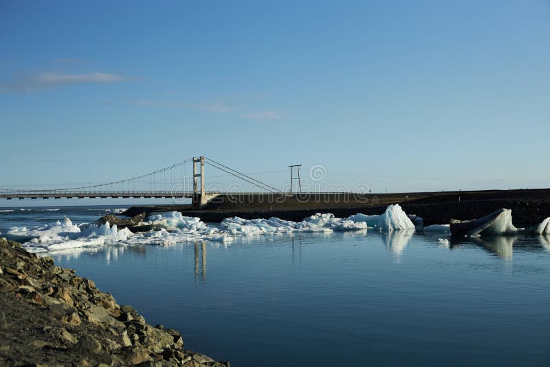 Bridge Across the Glacier Lagoon, Iceland Stock Image - Image of ocean ...
