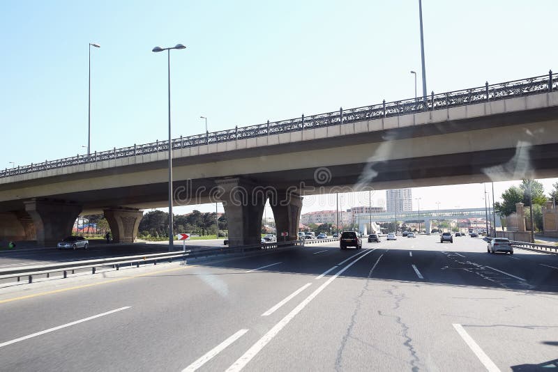 Bridge Across the Highway . Highway from Below and Above the Bridge ...