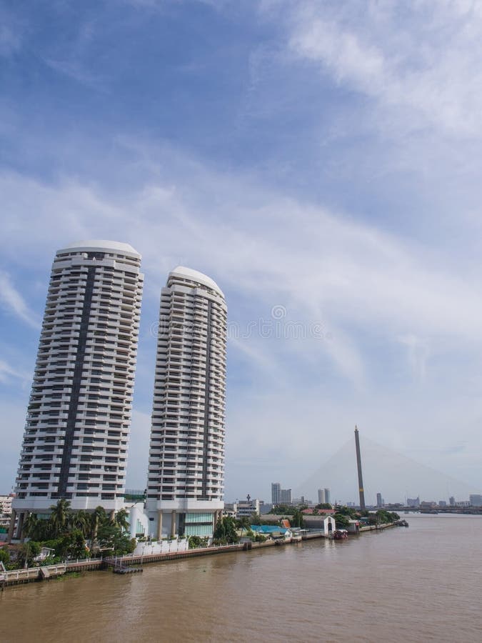 Bridge Across Main River Under Blue Sky Stock Photo - Image of horizon ...