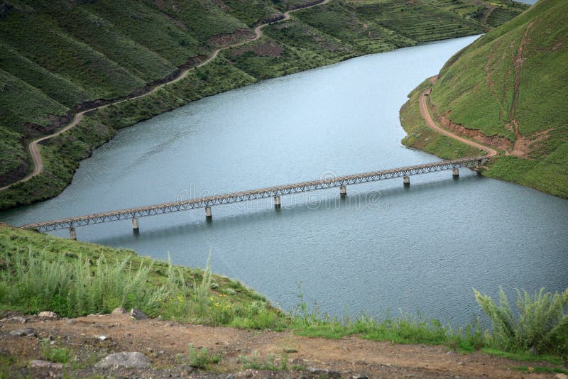 Bridge Across Part of Katse Dam in Lesotho Stock Photo - Image of wall ...