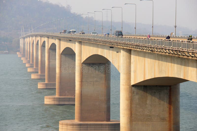 Bridge Across the River. Lao Bridge, Lao Stock Photo - Image of laos ...