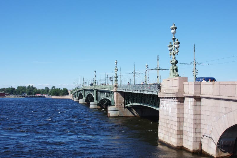 Bridge Across the River Neva Stock Photo - Image of landscape, bridge ...