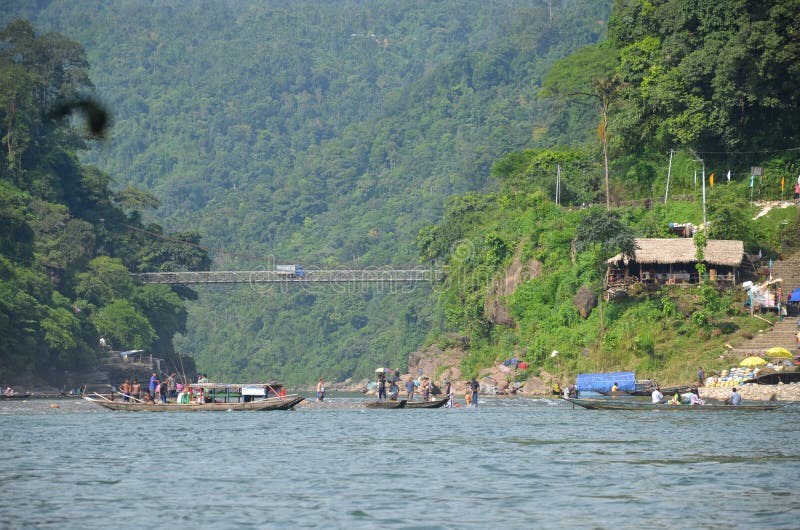 A Bridge Across a River, River View, Forest, and Hill in Bangladesh ...