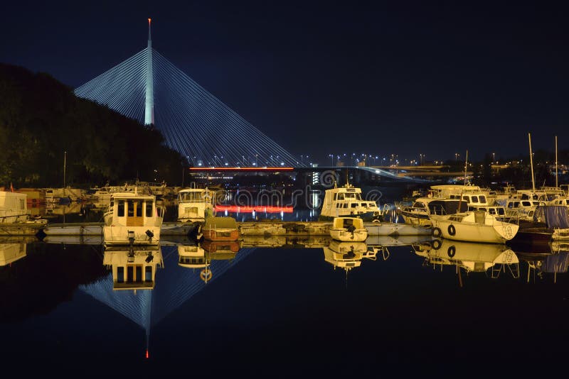 Bridge Ada in Belgrade stock photo. Image of longest - 34605976