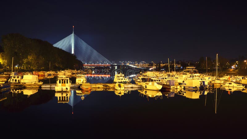 Bridge Ada in Belgrade stock image. Image of lights, high - 34606127