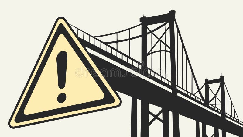 Bridge Ahead Road Warning Sign with an Exclamation Mark. Caution Symbol ...
