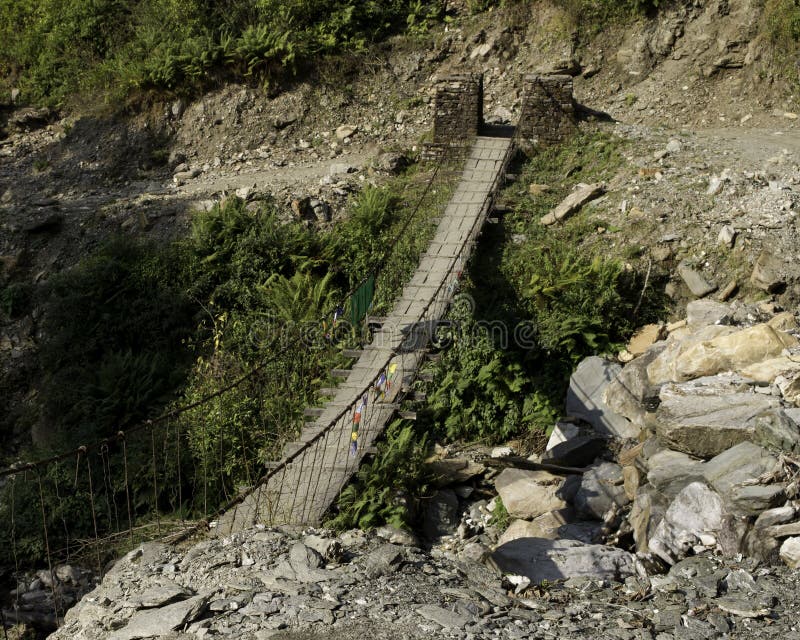 Bridge Along the Annapurna Trail Stock Photo - Image of himalaya, asia ...