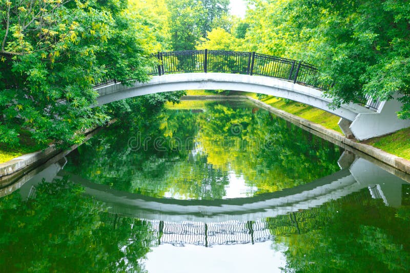 Bridge Arch Across the Pond Stock Photo - Image of reflection, scene ...