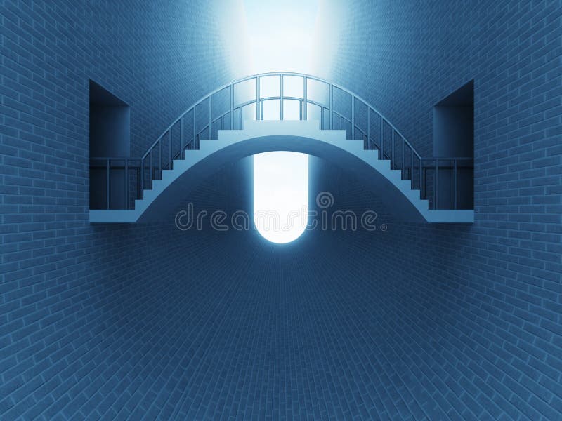Bridge Arch Over Brick Space in Blue Light Stock Illustration ...