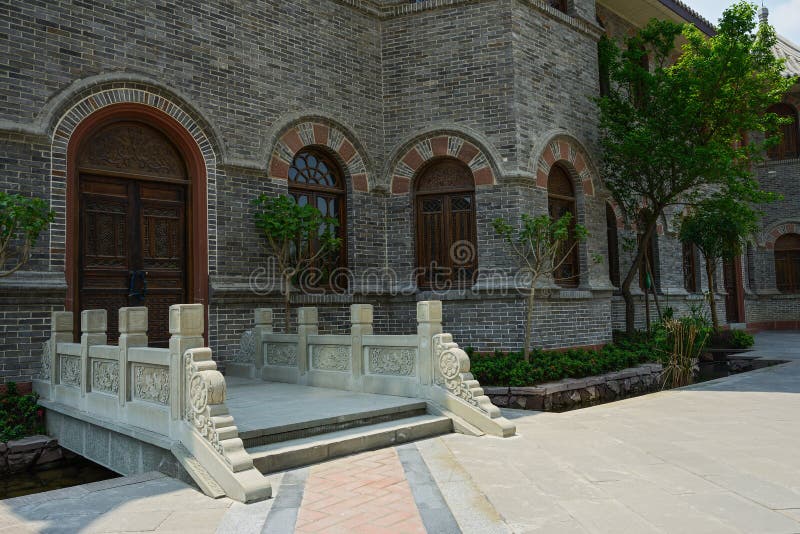 Bridge before Arched Gate of Traditional Building Stock Image - Image ...