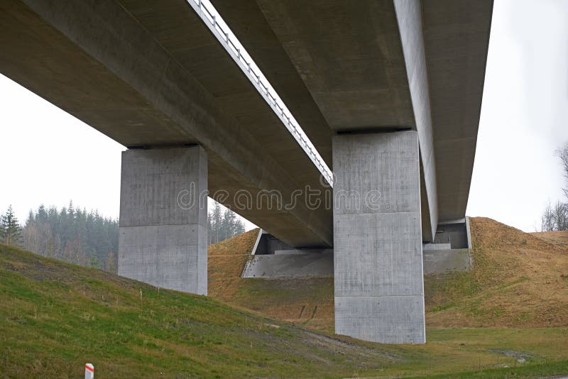 Bridge, Architecture and Grass with Concrete Pillars for Urban ...