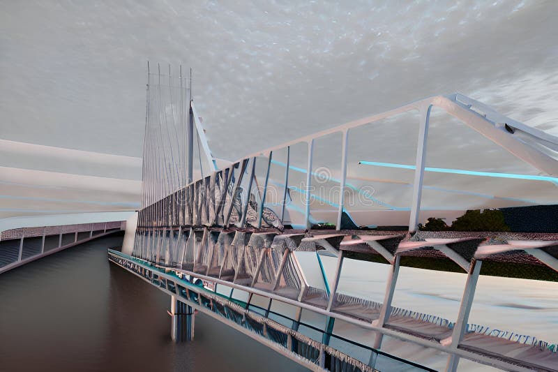 Bridge art and sky stock illustration. Illustration of bridge - 272870468