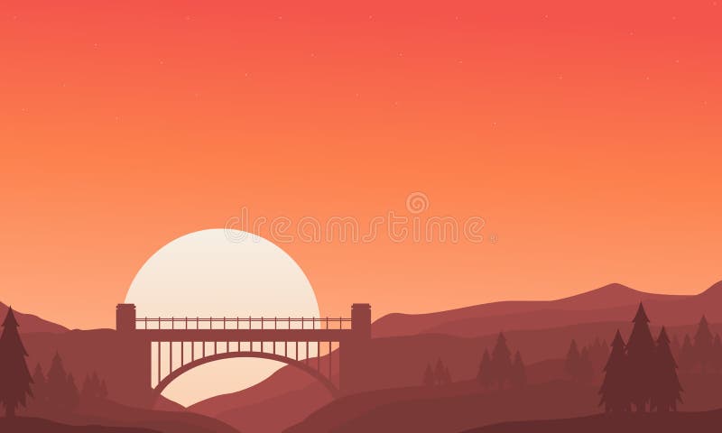 Bridge on Background Landscape Vector Stock Vector - Illustration of ...