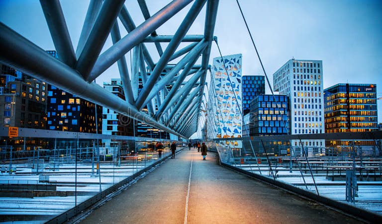 Bridge in Barcode Project, Oslo Editorial Photo - Image of district ...