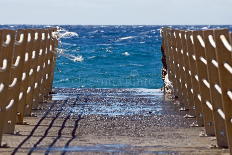 Bridge on beach stock image. Image of cloudy, trestle - 40776943