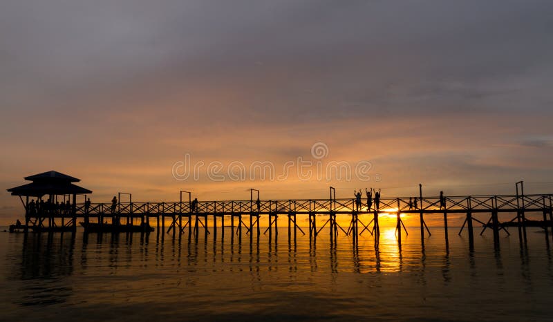 Bridge On Beach In Sunset Picture. Image: 27650255