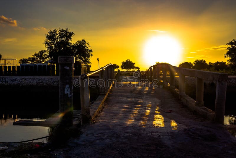 Bridge beautiful sunset. stock photo. Image of sunset - 65330438
