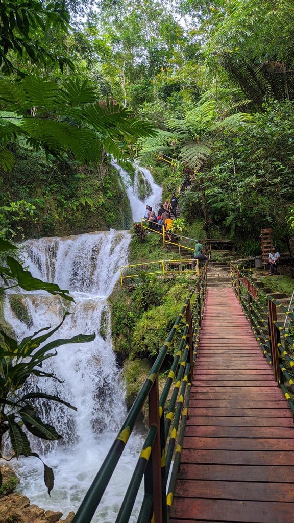 Bridge with Beautiful Views of the Waterfall Editorial Image - Image of ...