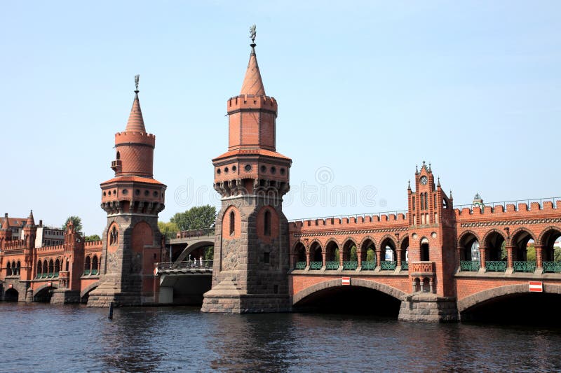 Oberbaumbrucke Bridge Across the Spree River in Berlin Stock Photo ...