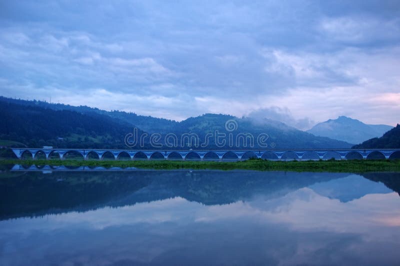 Bridge and Bicaz Lake in Reflection Stock Photo - Image of carpathians ...