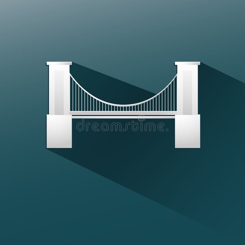 Bridge in Blue Background, Flat and Shadow Design Stock Vector ...