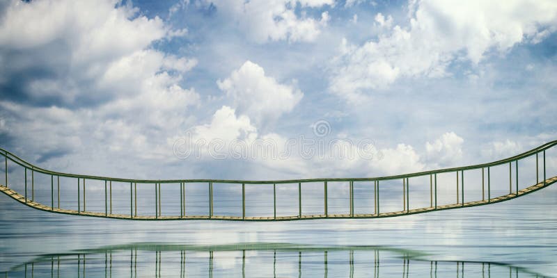 Bridge on Blue Sea and Sky Background. 3d Illustration Stock ...