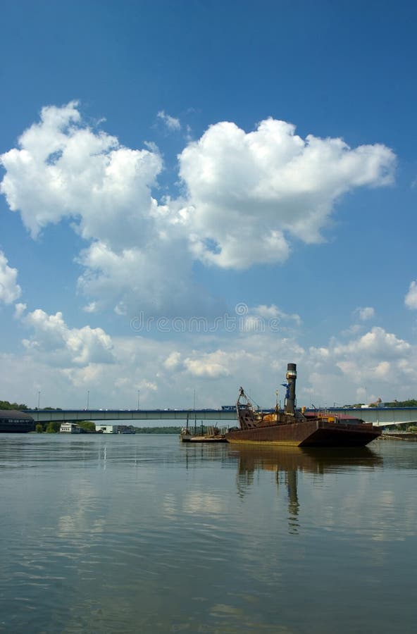 Bridge and boat stock image. Image of summer, panorama - 894111