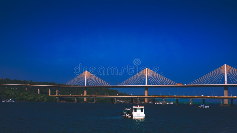 Bridge and Boats stock photo. Image of water, blue, boats - 198818362