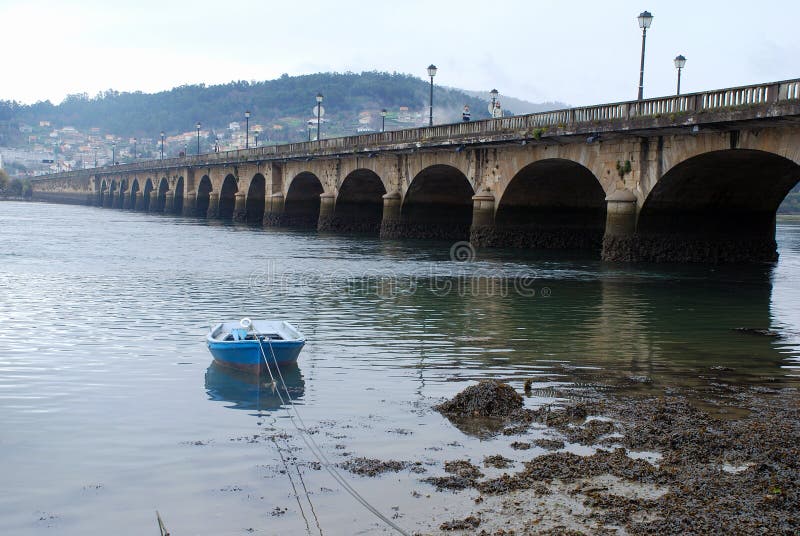Bridge and Boats of Pontedeume, Galicia, Spain Stock Photo - Image of ...