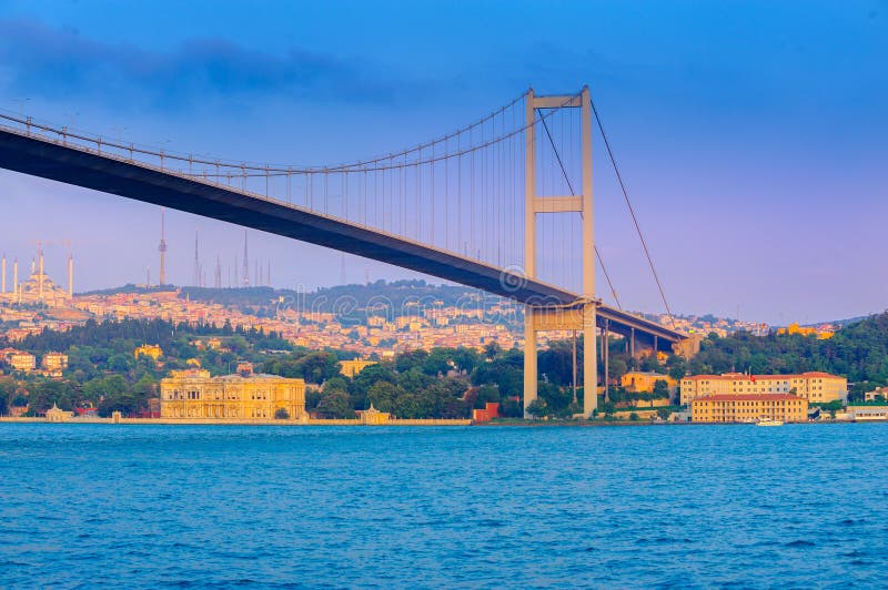 Bridge through the Bosphorus Stock Photo - Image of color, sunrise ...