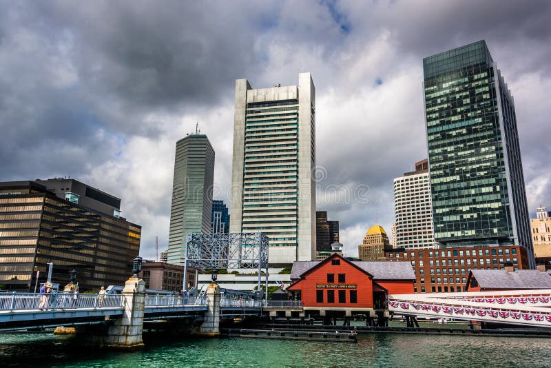 Bridge and the Boston Skyline Seen from Fort Point. Editorial Image ...