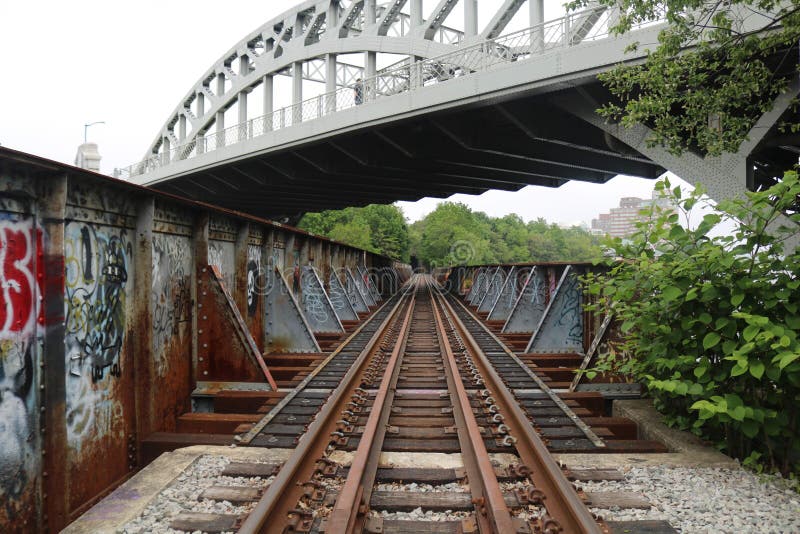 Bridge in Boston with Train Track and Graffiti Stock Photo - Image of ...