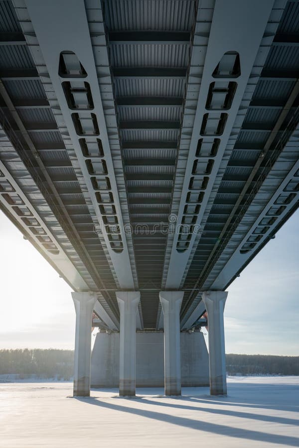 Bridge Bottom View in Winter. Stock Photo - Image of travel, blue ...