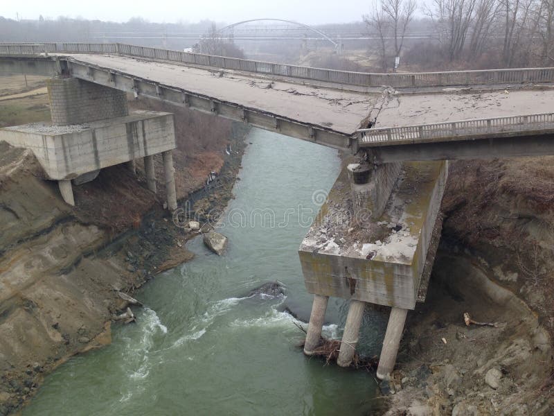 Bridge stock image. Image of caused, storm, river, grey - 51252661