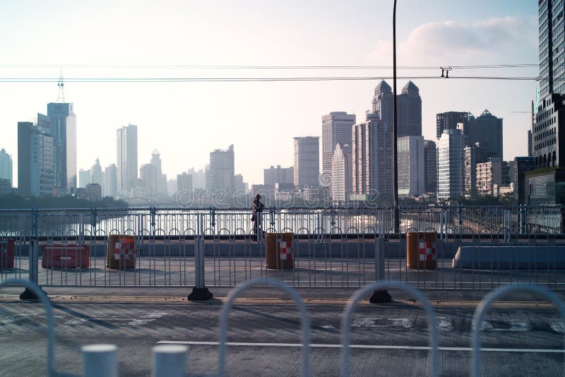 Bridge and building stock image. Image of skyline, pedestrian - 65640955