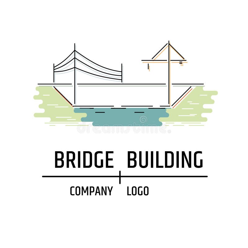 Bridge Building Company Logo. Line Art Style. Stock Vector ...