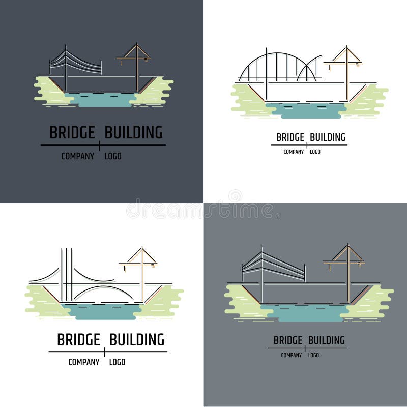 Bridge Building Company Logo. Line Art Style. Stock Vector ...