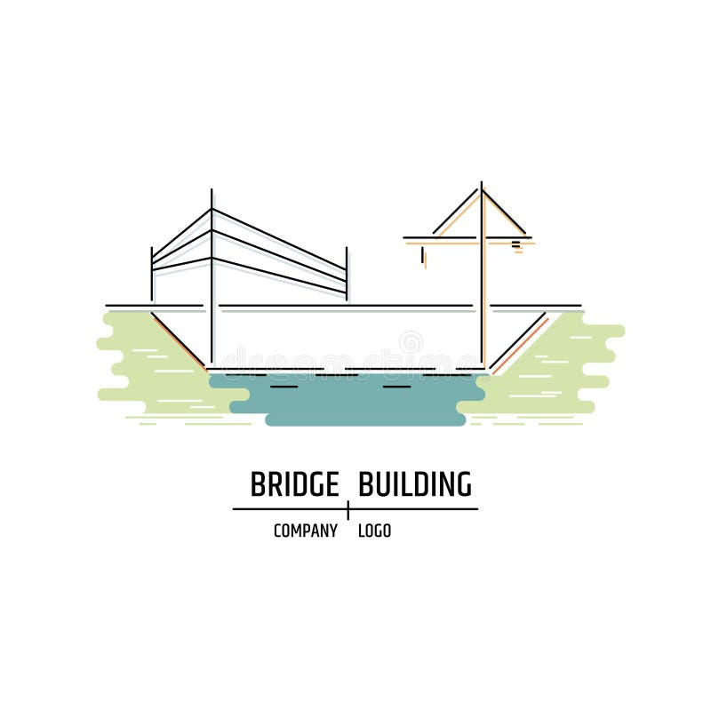 Bridge Building Company Logo. Line Art Style. Stock Vector ...
