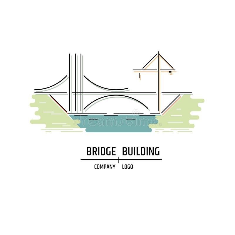 Bridge Building Company Logo. Line Art Style. Stock Vector ...