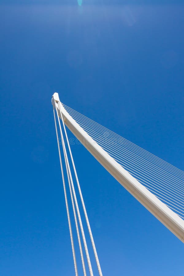 Bridge with Cables and Column Stock Image - Image of build, design ...