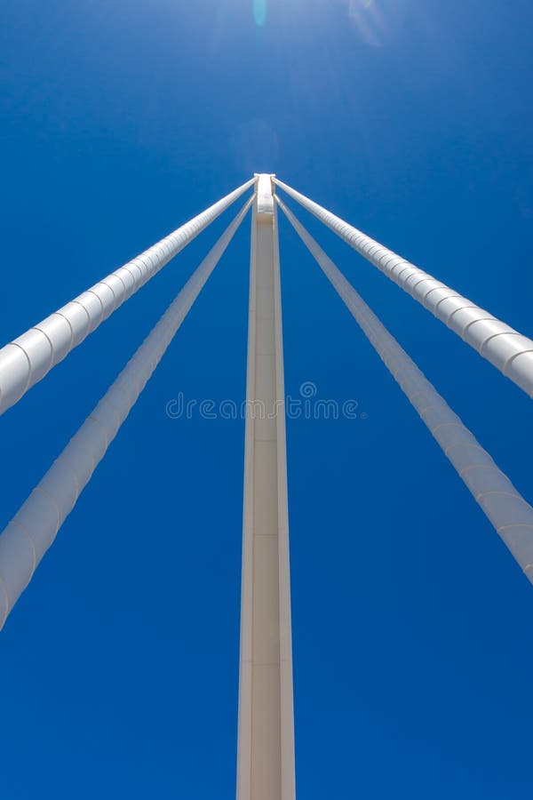 Bridge with Cables and Column on Blue Sky Stock Photo - Image of ...