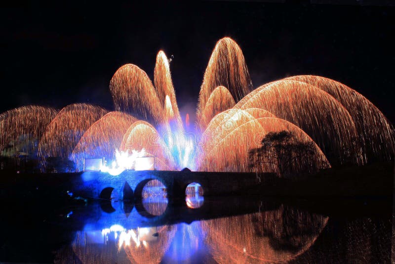 Bridge Celebration with Fireworks Stock Photo - Image of detail ...